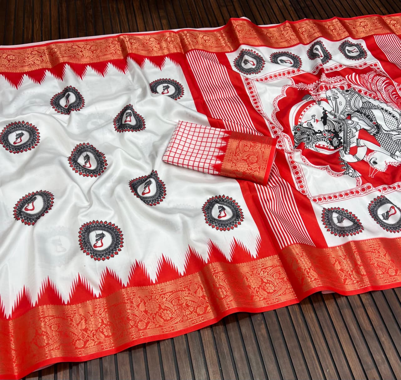 Red Devi – Durga Puja Special Soft Silk Saree with Digital Print SA825 ...